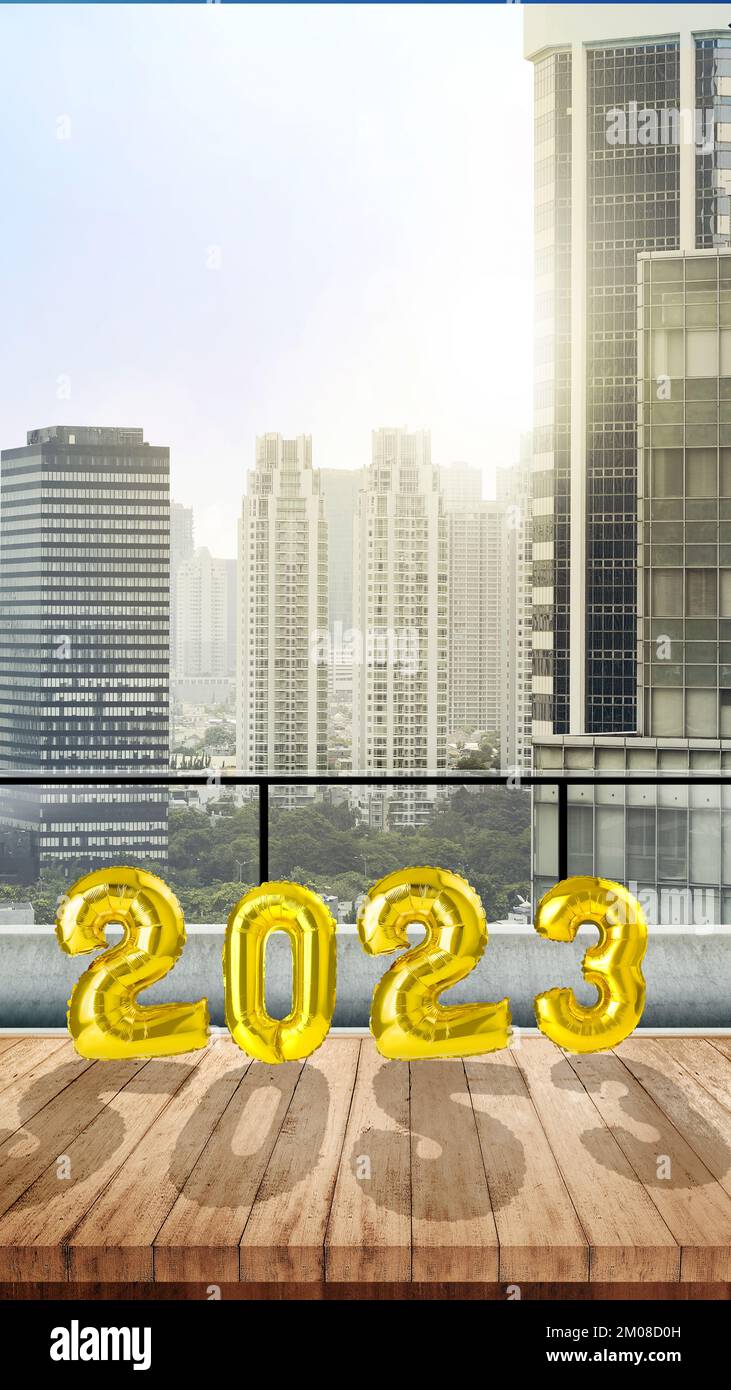 2023 with modern cityscapes. Happy New Year 2023 Stock Photo - Alamy