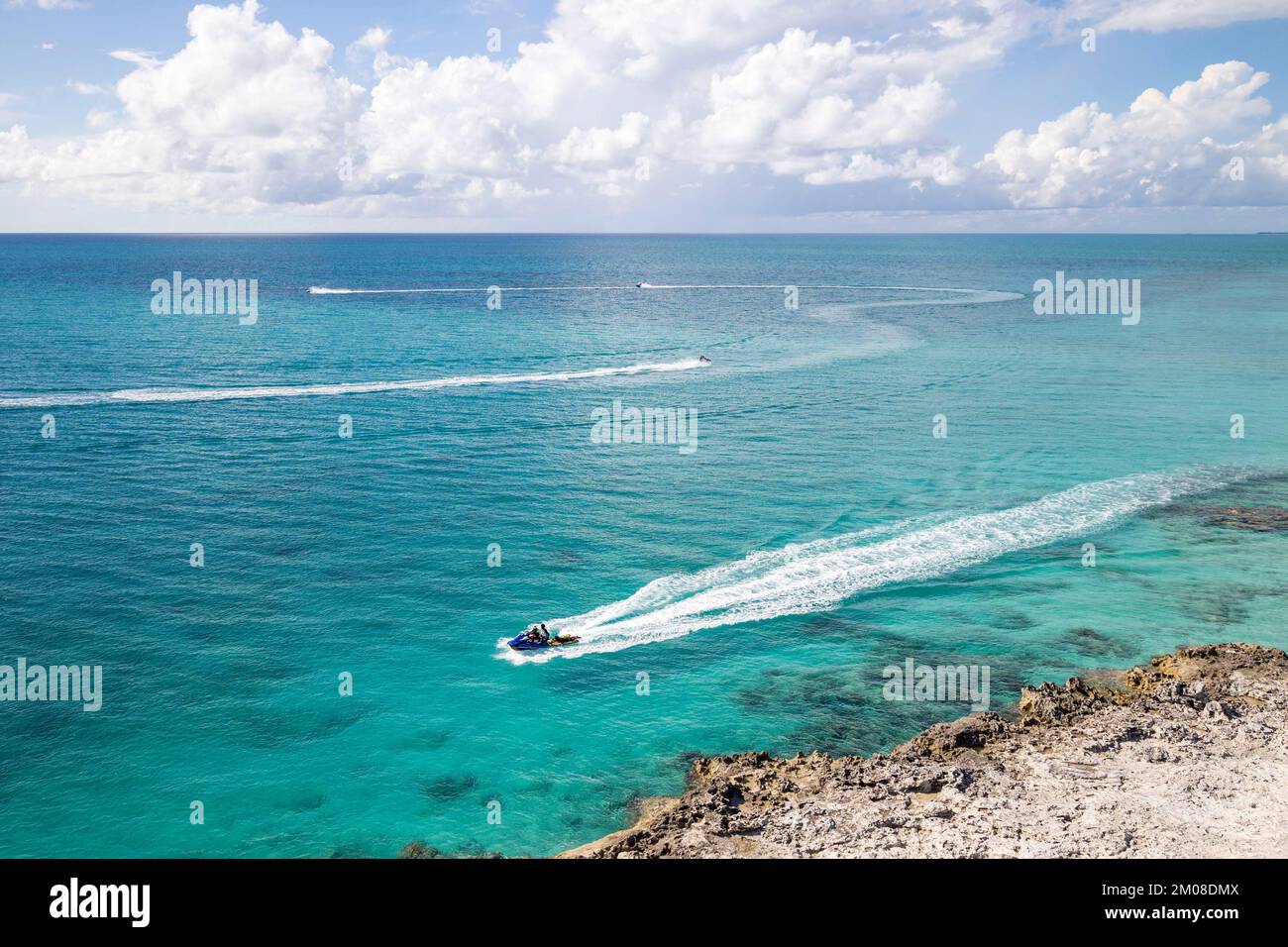 Visitors rent personal watercraft while exploring Ocean Cay MSC Marine ...