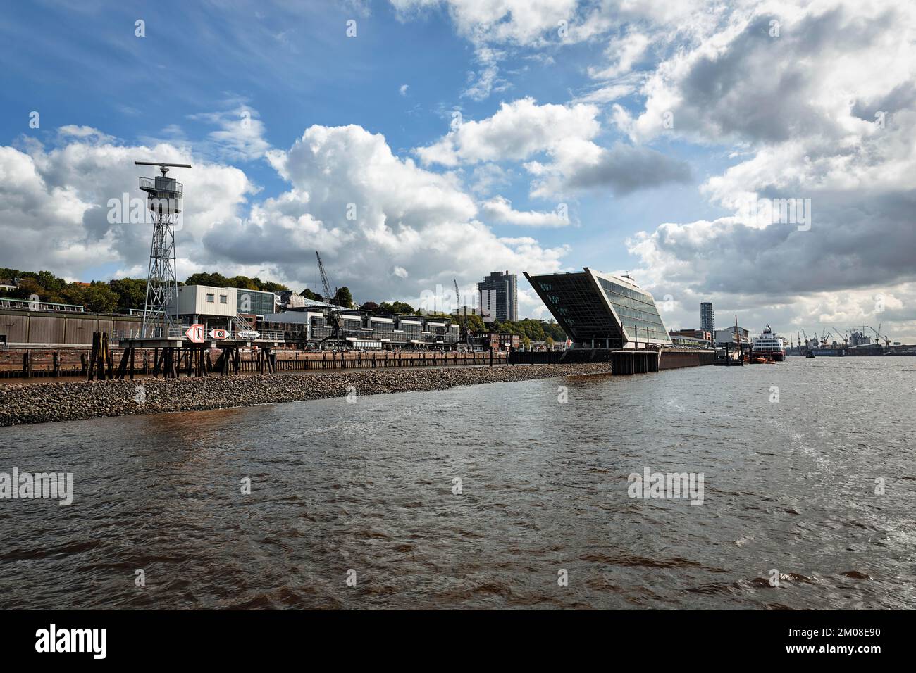 Jetty with striking Dockland office building, landmark at Altona fish ...