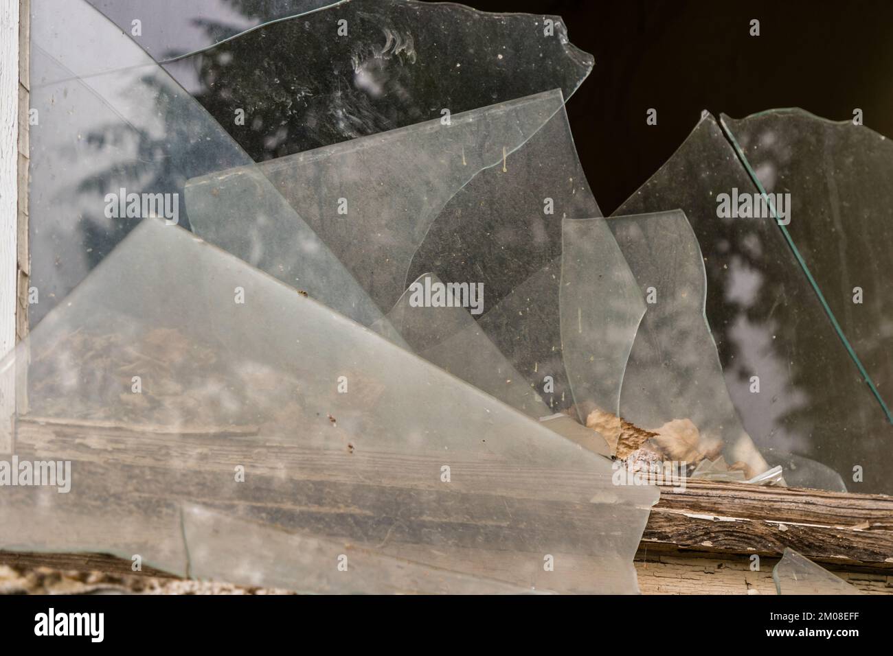 broken window glass pane in house Stock Photo - Alamy