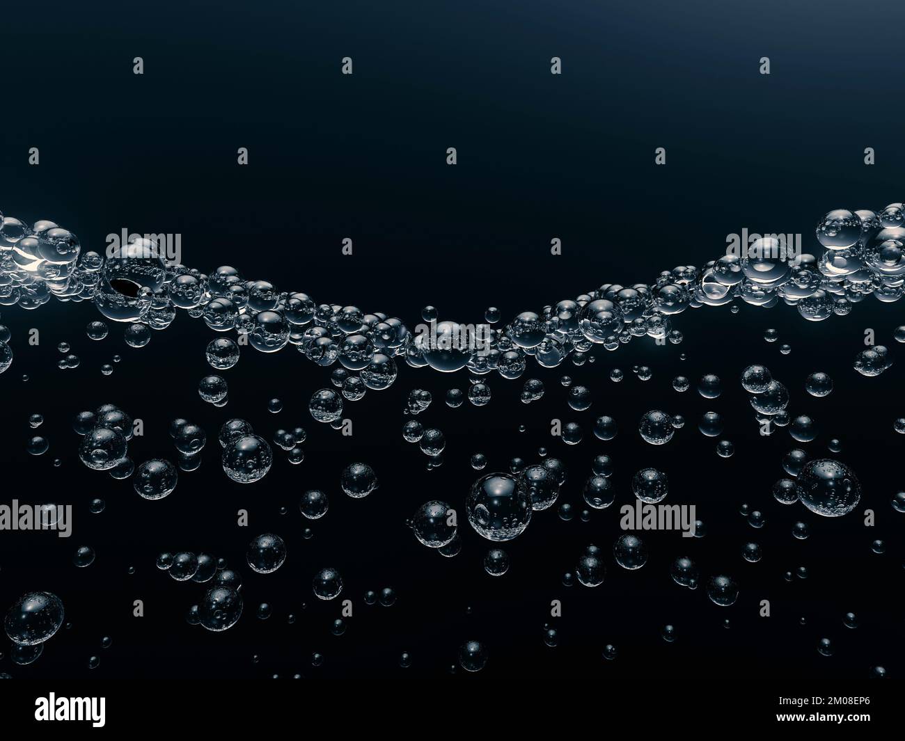 A science concept of a collection of transparent liquid molecules ...