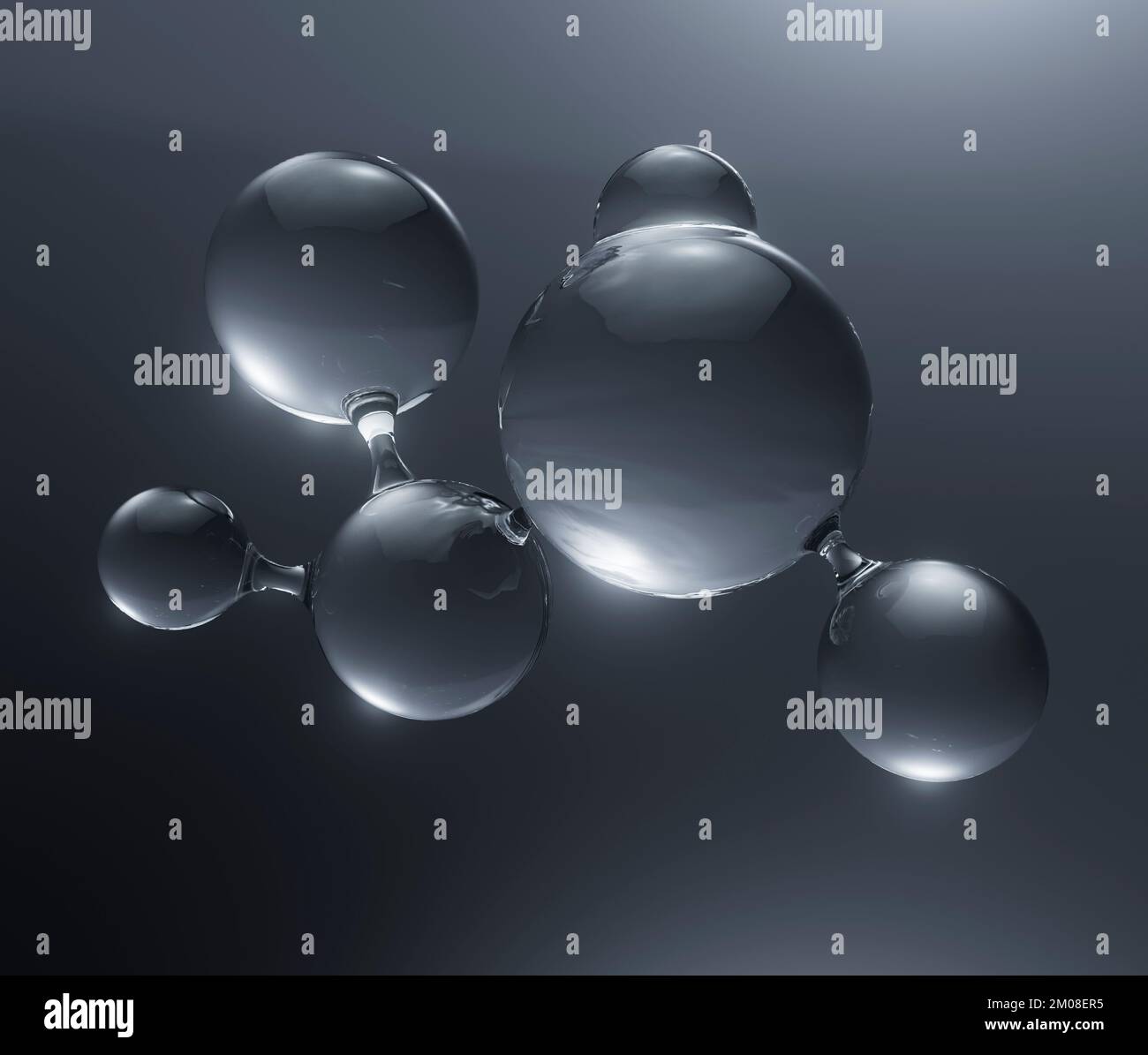 A concept of a transparent liquid molecule on a micro background - 3D ...
