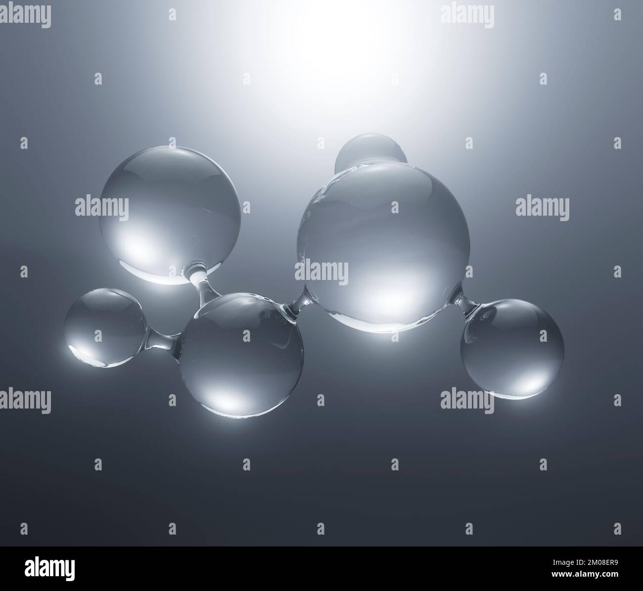 A concept of a transparent liquid molecule on a micro background - 3D ...