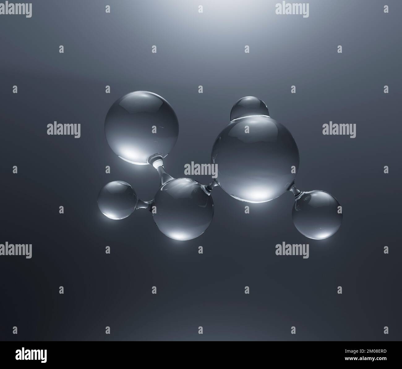 A concept of a transparent liquid molecule on a micro background - 3D ...