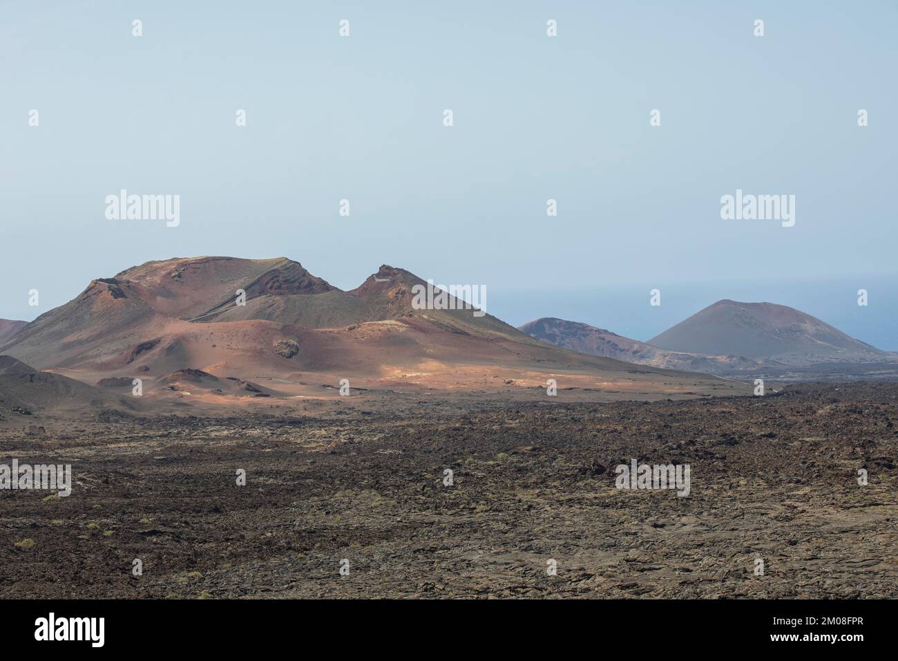 Mountain range with volcanoes in Timanfaya National Park, Lanzarote ...