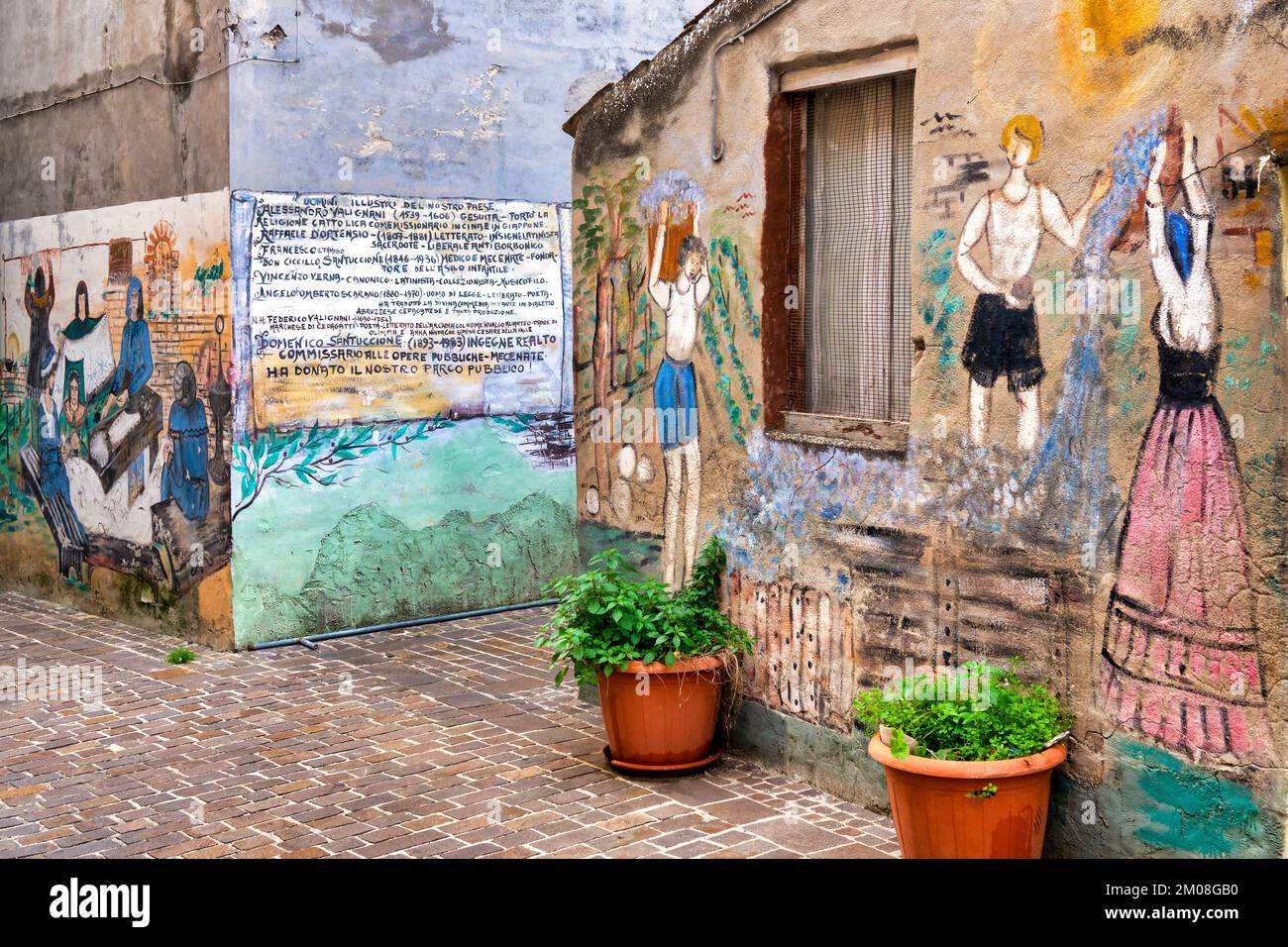 Murals by the artist Mira Cancelli on the history of the village of ...