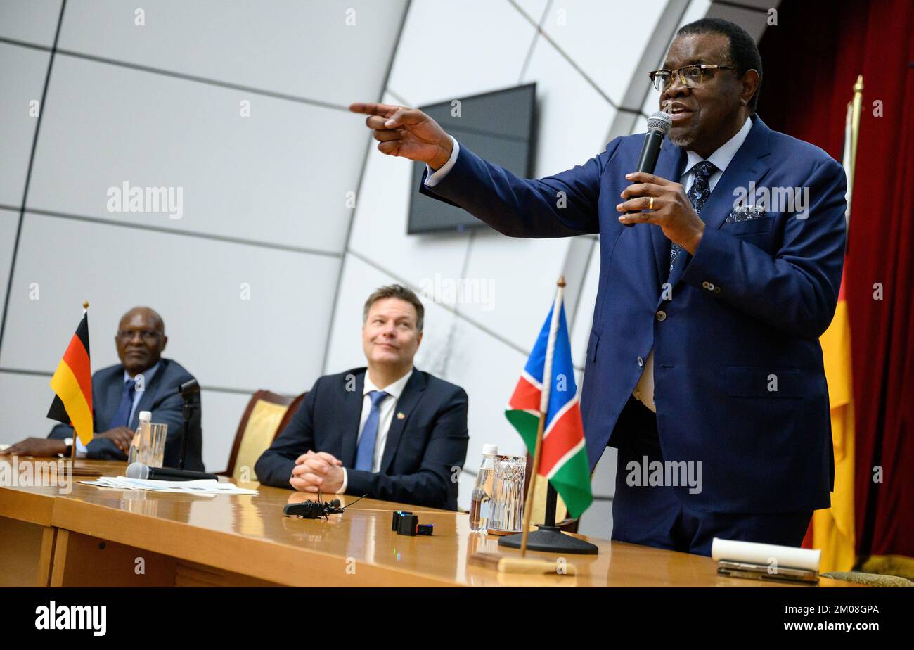 05 December 2022, Namibia, Windhuk: Tom Alweendo (l-r), Minister of ...