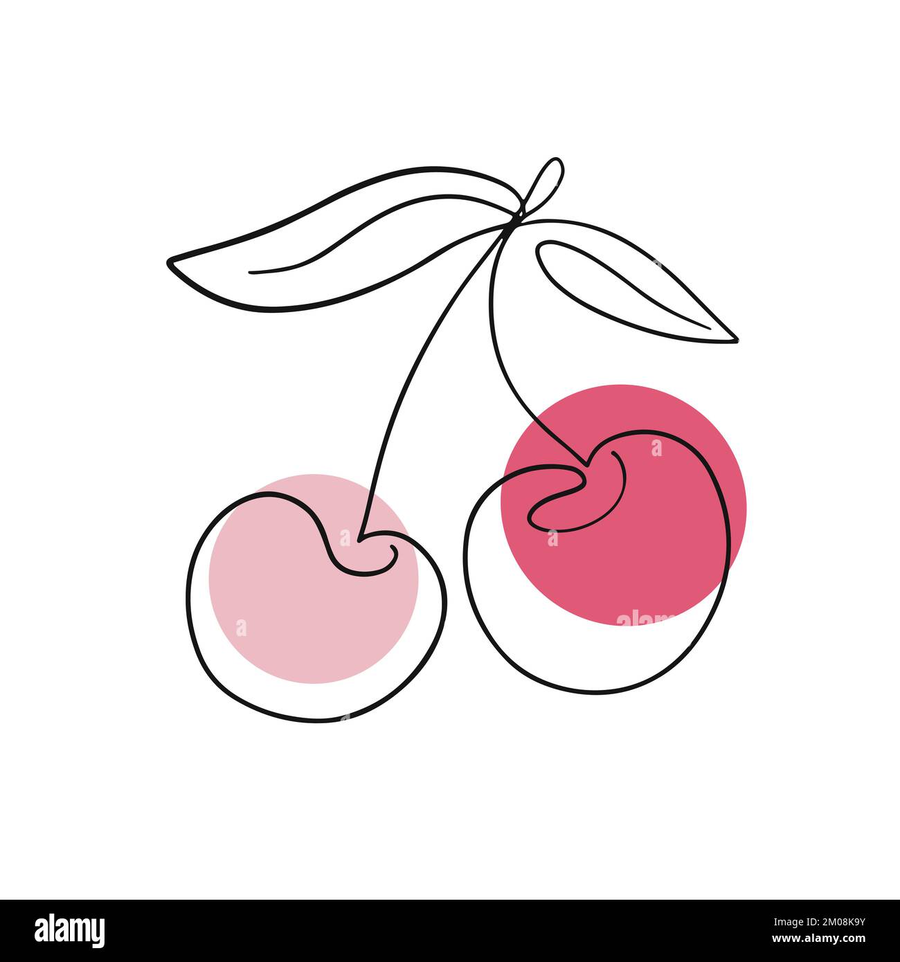 Cherry fruit one continuous Cut Out Stock Images & Pictures - Alamy