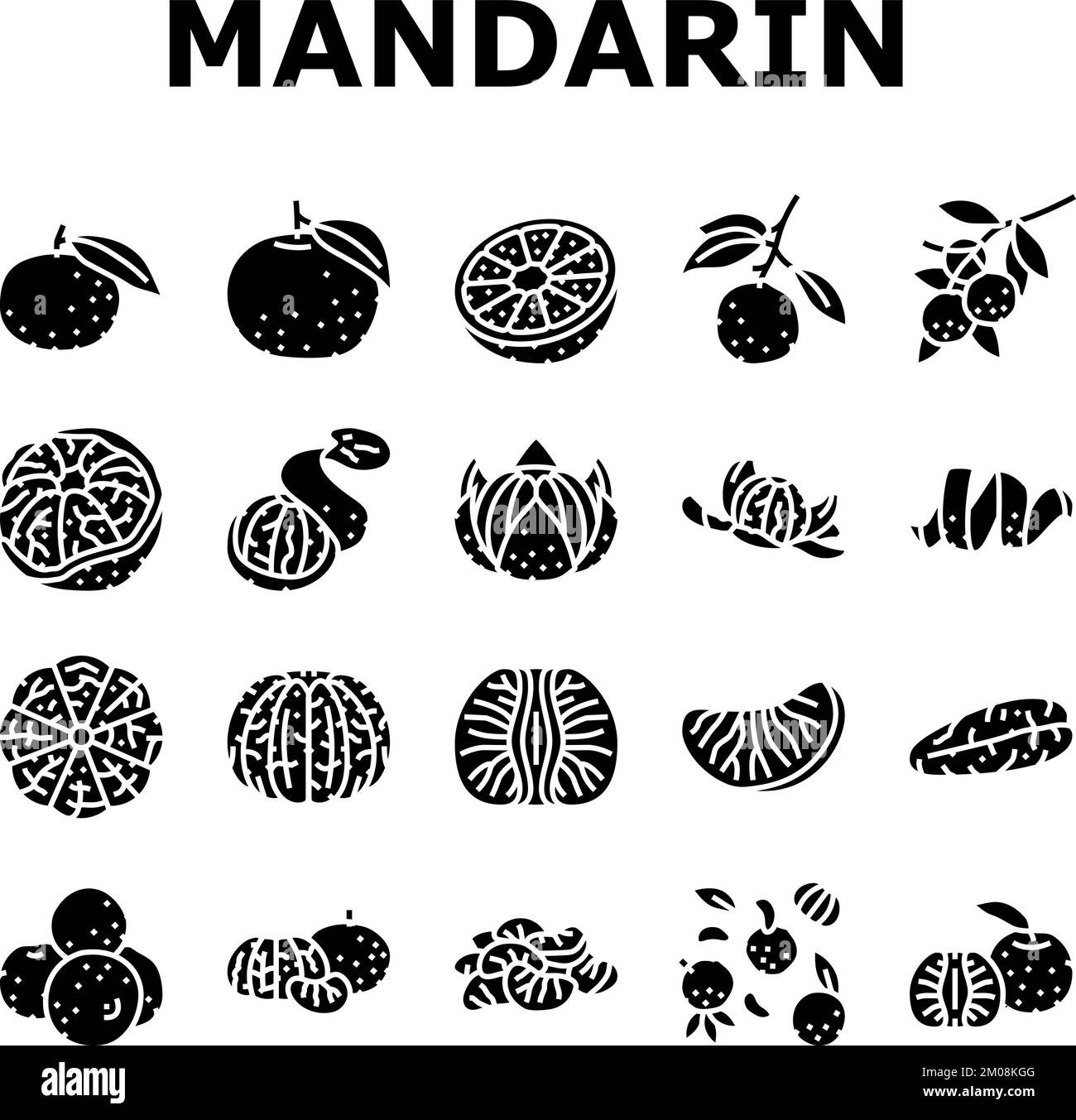 mandarin clementine orange fruit icons set vector Stock Vector Image ...