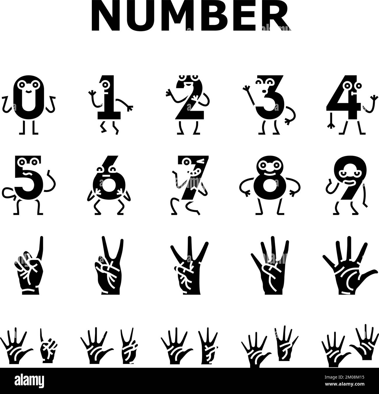 number character cute icons set vector Stock Vector Image & Art - Alamy