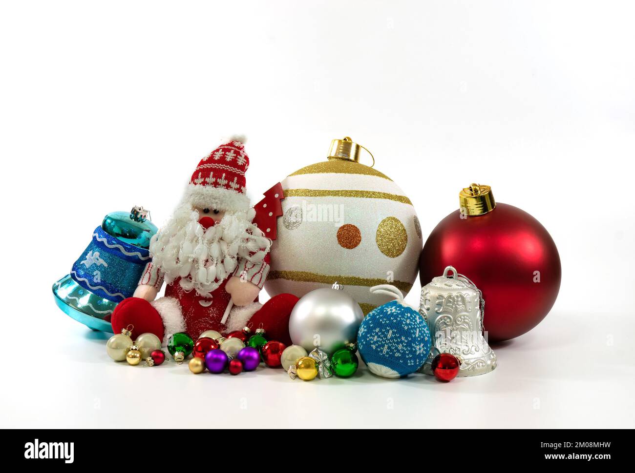 Christmas tree balls and decorations of different sizes and Santa Claus ...