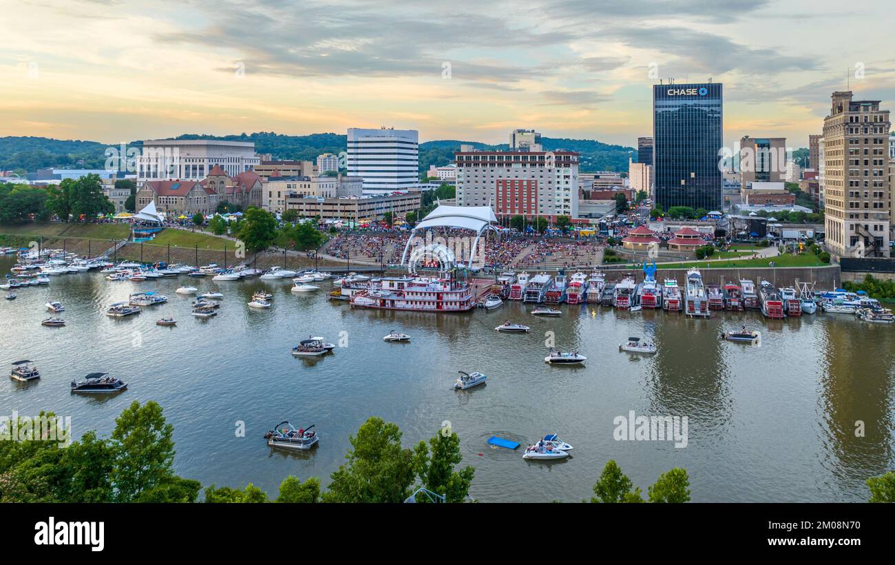 The view of the harbor from a drone on the day of the Sternwheel ...