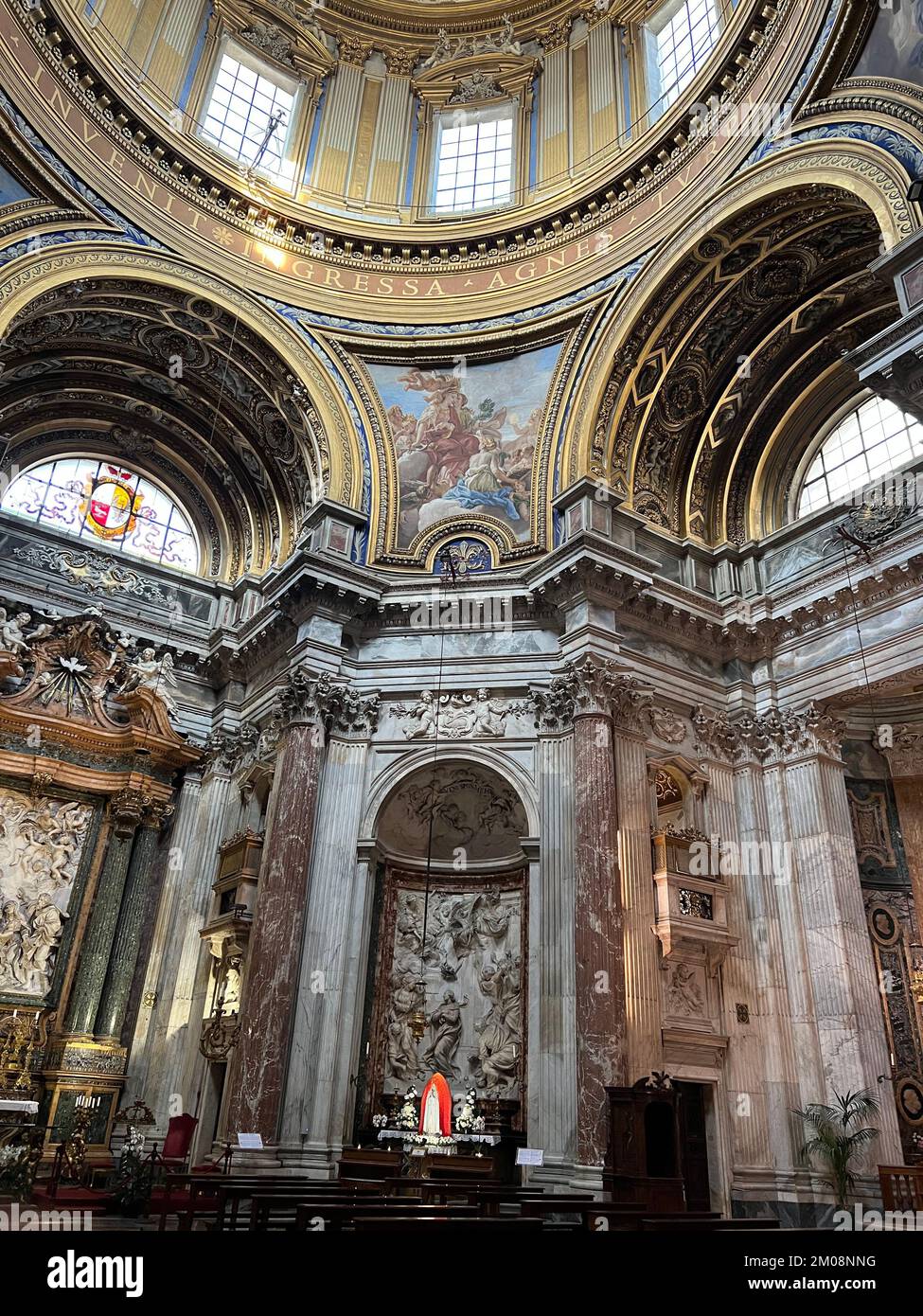 The interior of Sant'Agnese in Agone baroque church in Rome, Italy ...