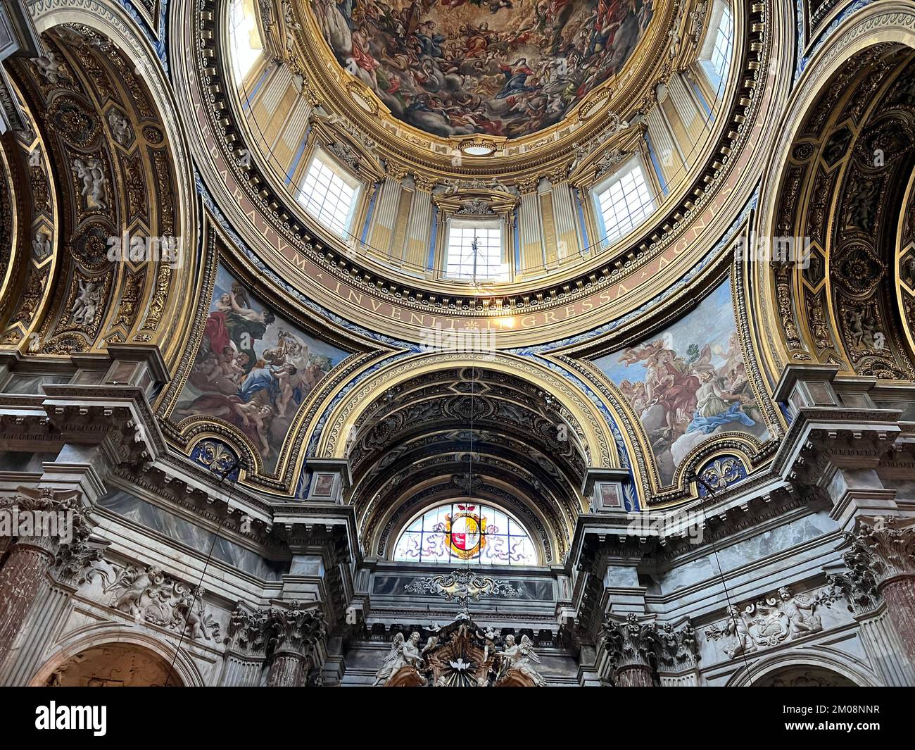 The interior of Sant'Agnese in Agone baroque church in Rome, Italy ...