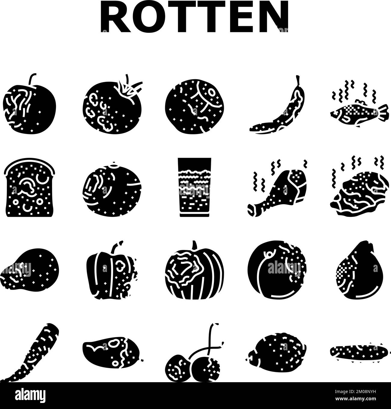rotten food fruit waste garbage icons set vector Stock Vector Image ...