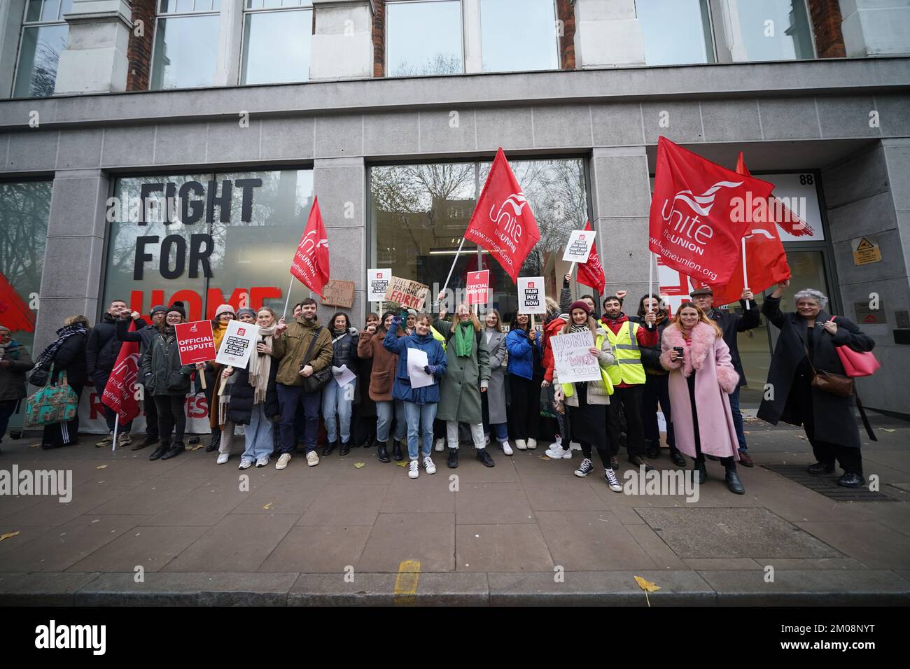 Members of the Unite union who work for housing and homeless charity ...