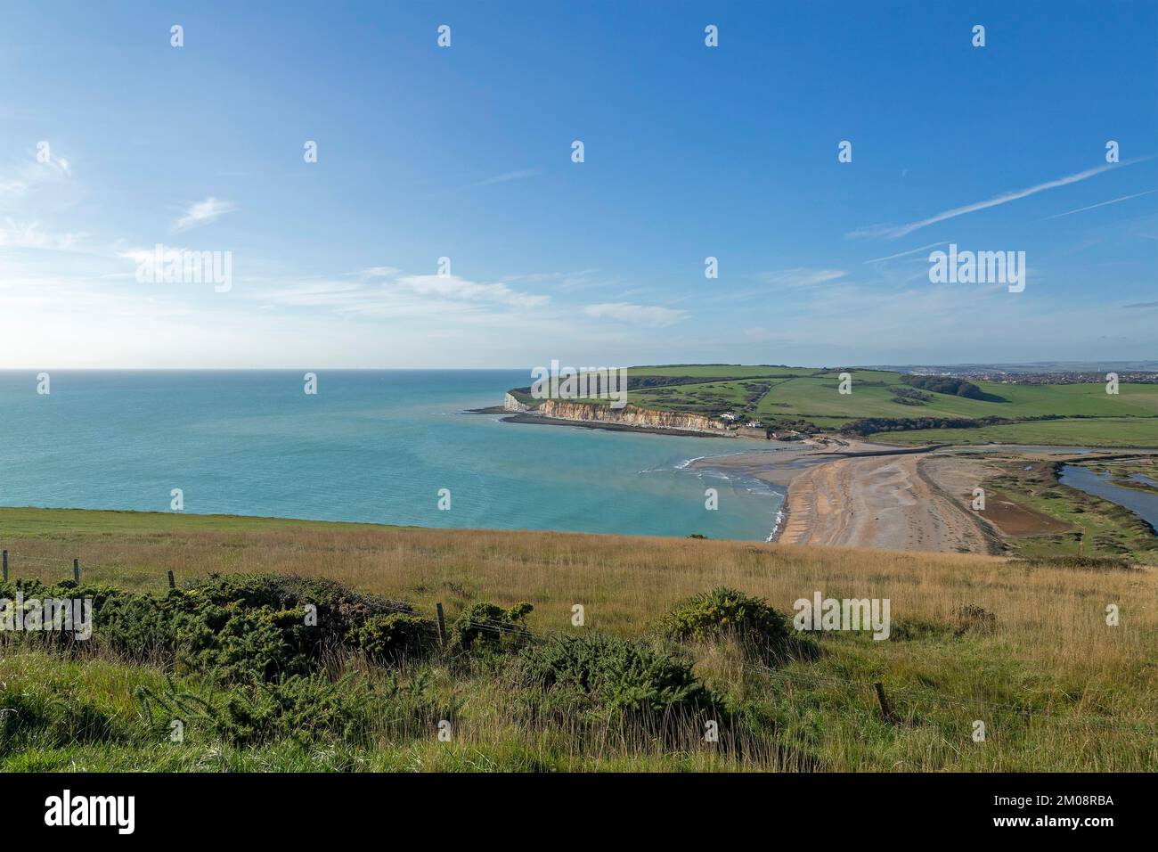 Chalk cliffs at Cuckmere Haven, South Downs, England, Great Britain ...