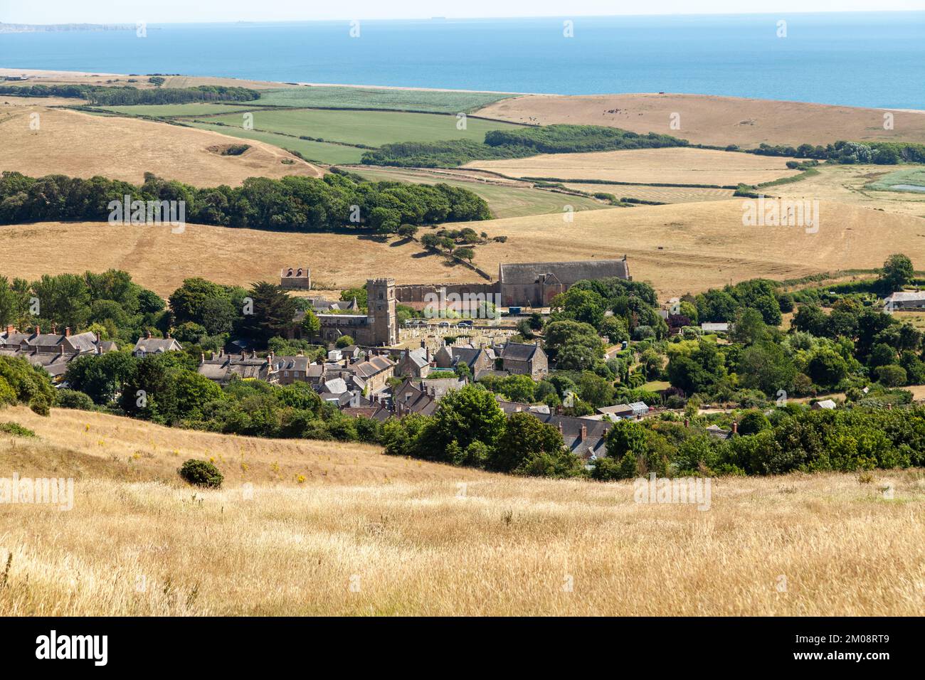 The Village of Abbotsbury from the South Dorset Ridgeway Stock Photo ...
