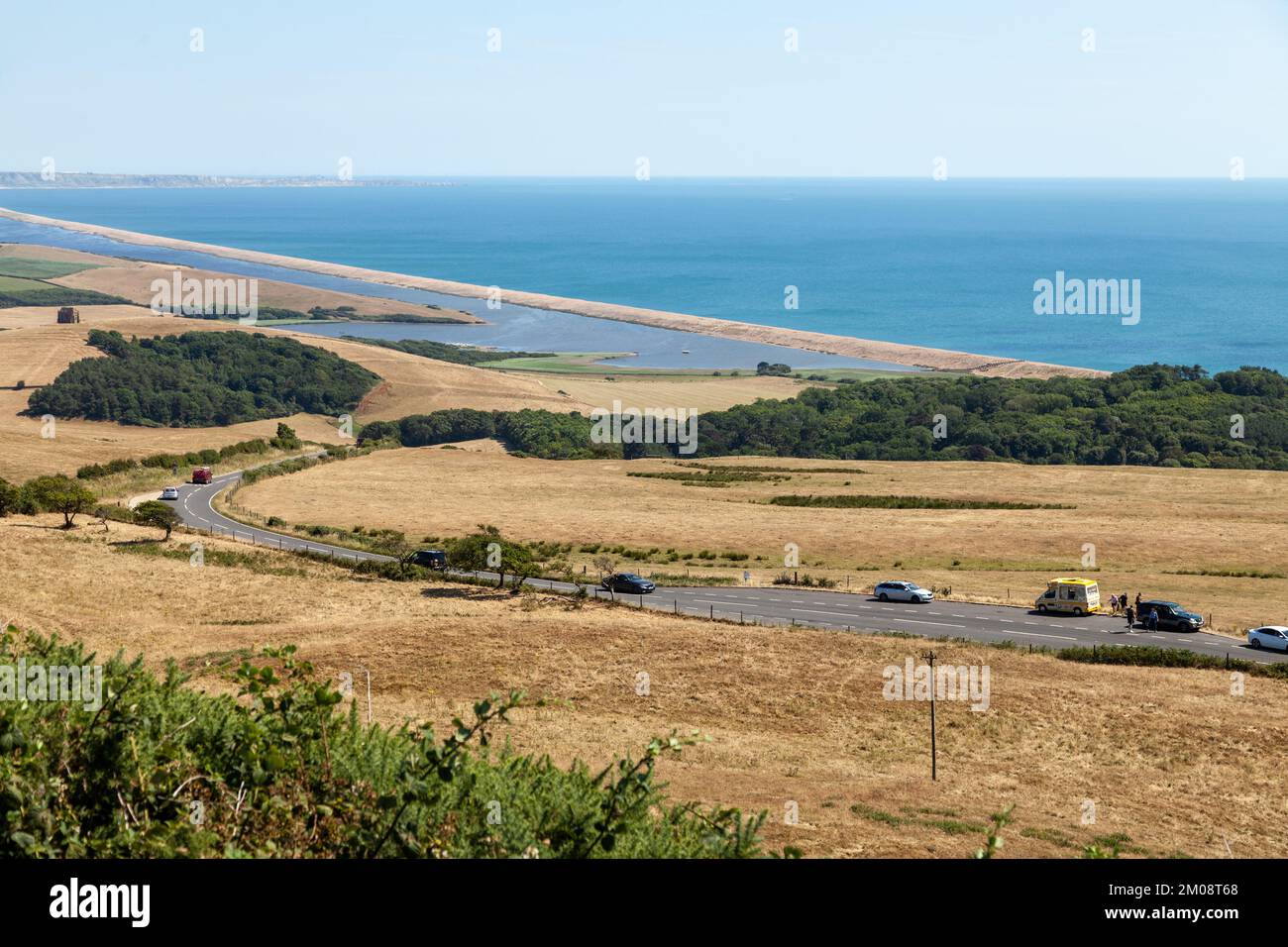 Looking down to the B3157 from the South Dorset Ridgeway Stock Photo ...