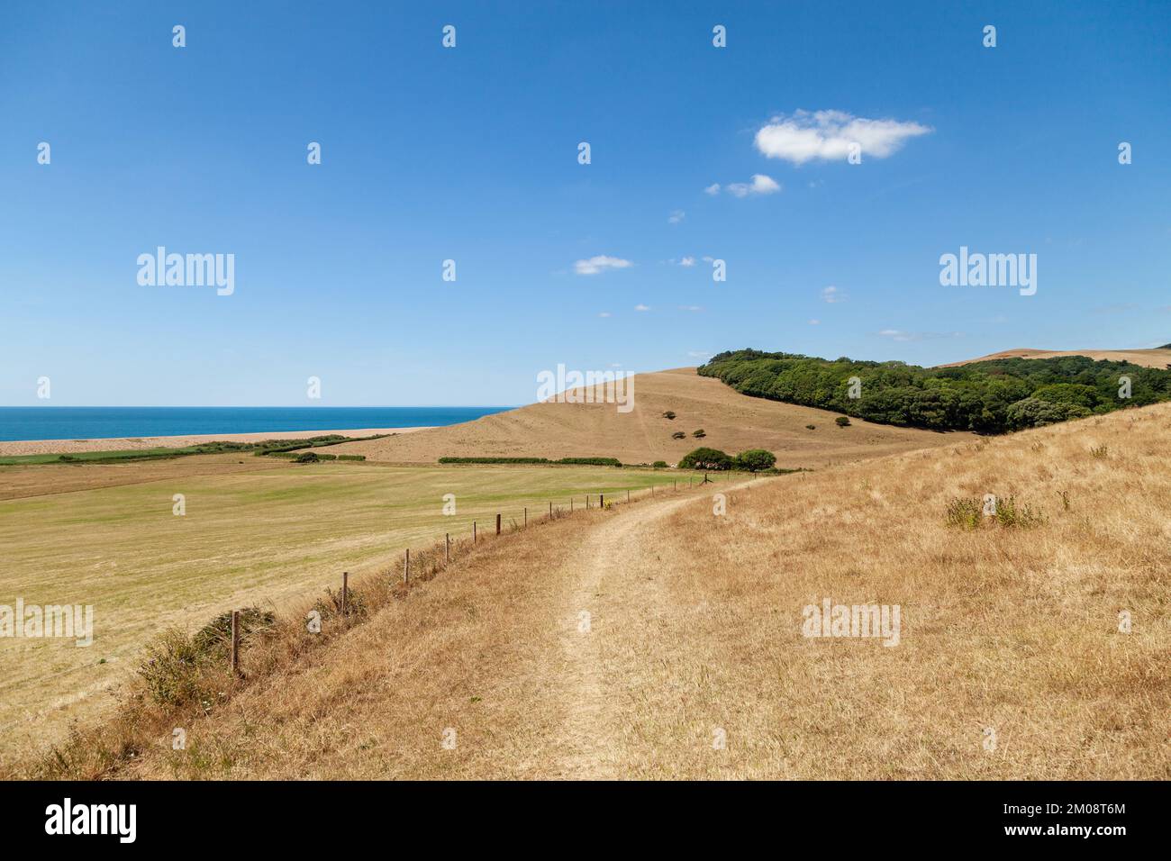 Walking the south west coast path near the village of Abbotsbury Stock ...
