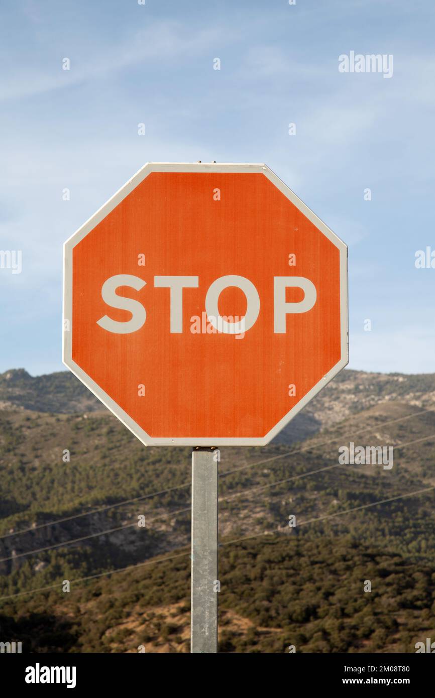 Red Stop Sign in Rural Setting Stock Photo - Alamy