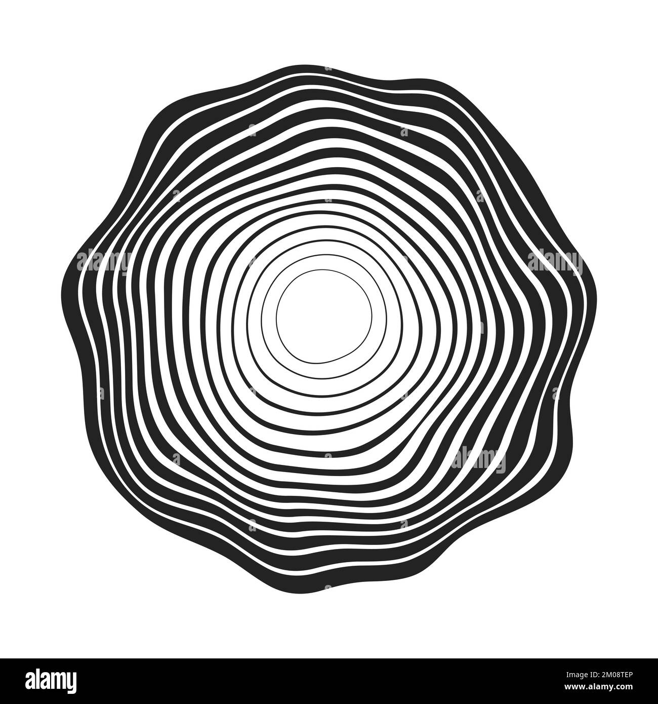Concentric Black Wavy Lines That Makes A Rounded Abstract Organic Shape Halftone Lines With