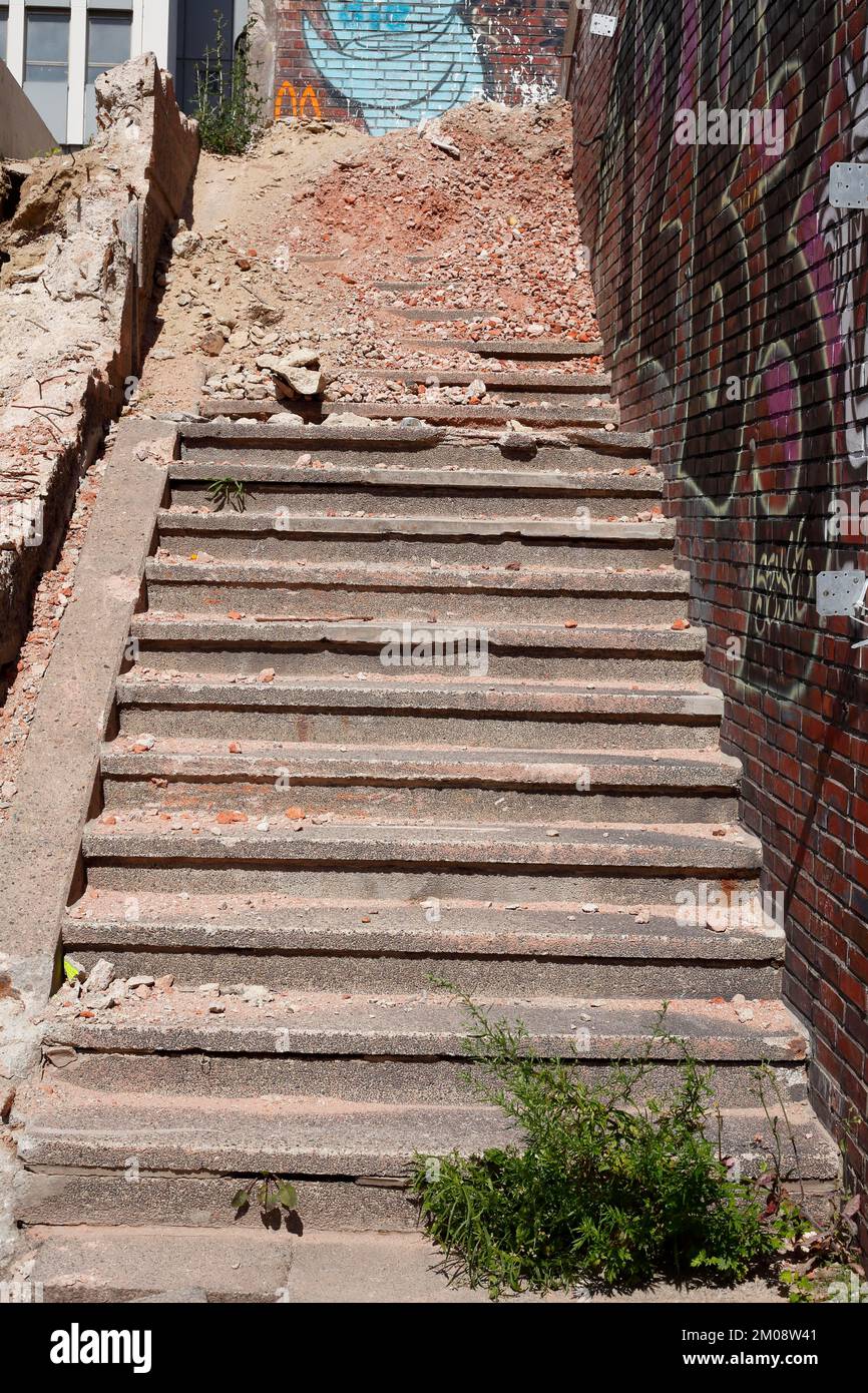 Old stone stairs on a building site, Germany, Europe Stock Photo - Alamy