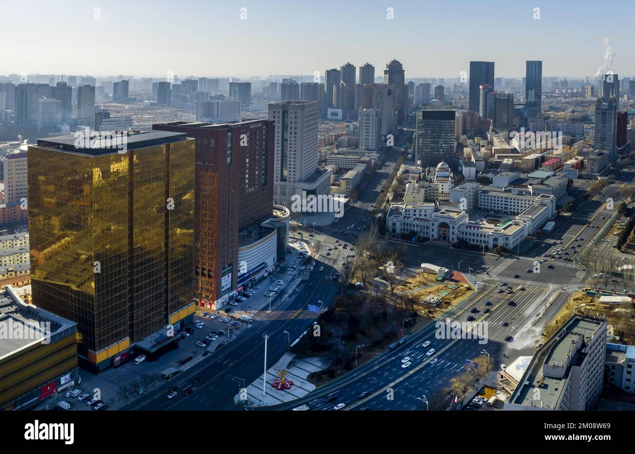 Aerial photo shows the busy traffic in Hohhot City, north China's Inner ...