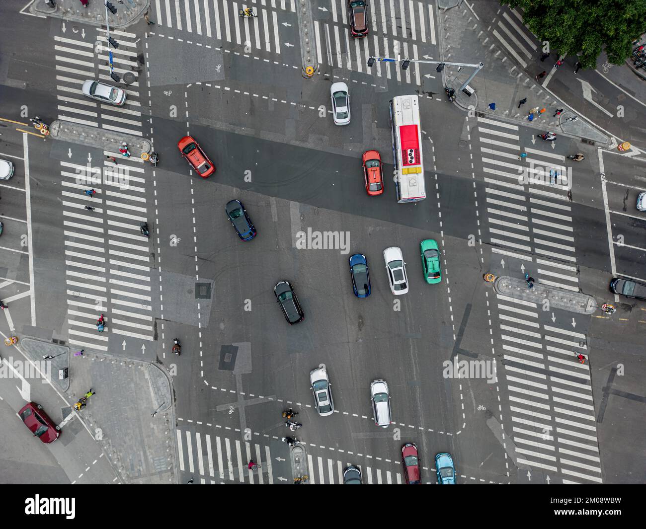Aerial photo shows the busy traffic at the intersection in Guangzhou ...