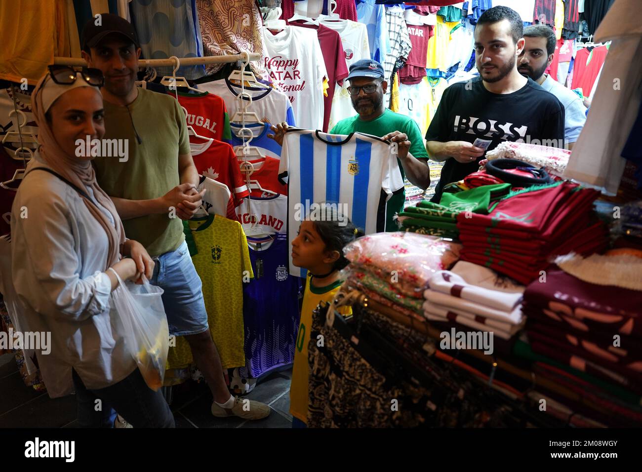 A person holds up an Argentina shift at a store in the SOuq area of ...