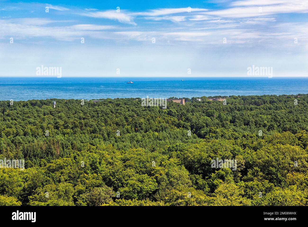 Panoramic view of the Prorer Wiek and the Baltic Sea from the viewing ...