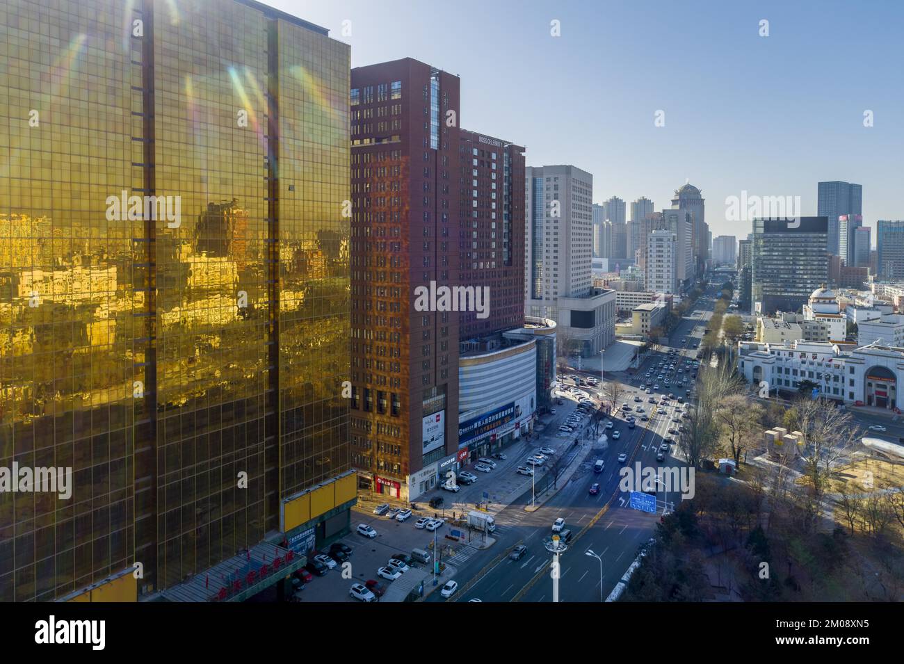Aerial photo shows the busy traffic in Hohhot City, north China's Inner ...