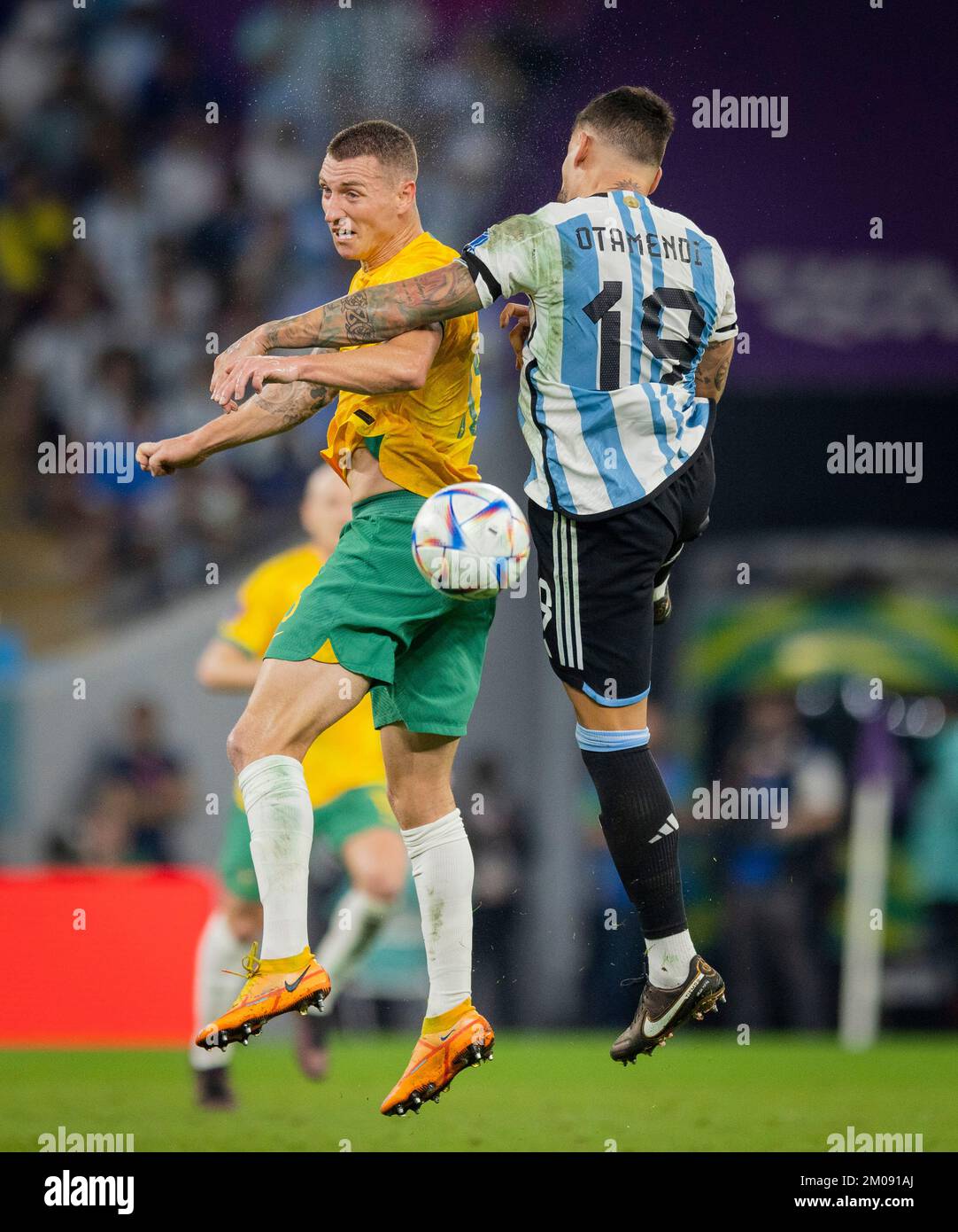 Doha, Qatar. 3rd Dec, 2022. Mitchell Duke (AUS), Nicolas Otamendi (Arg ...