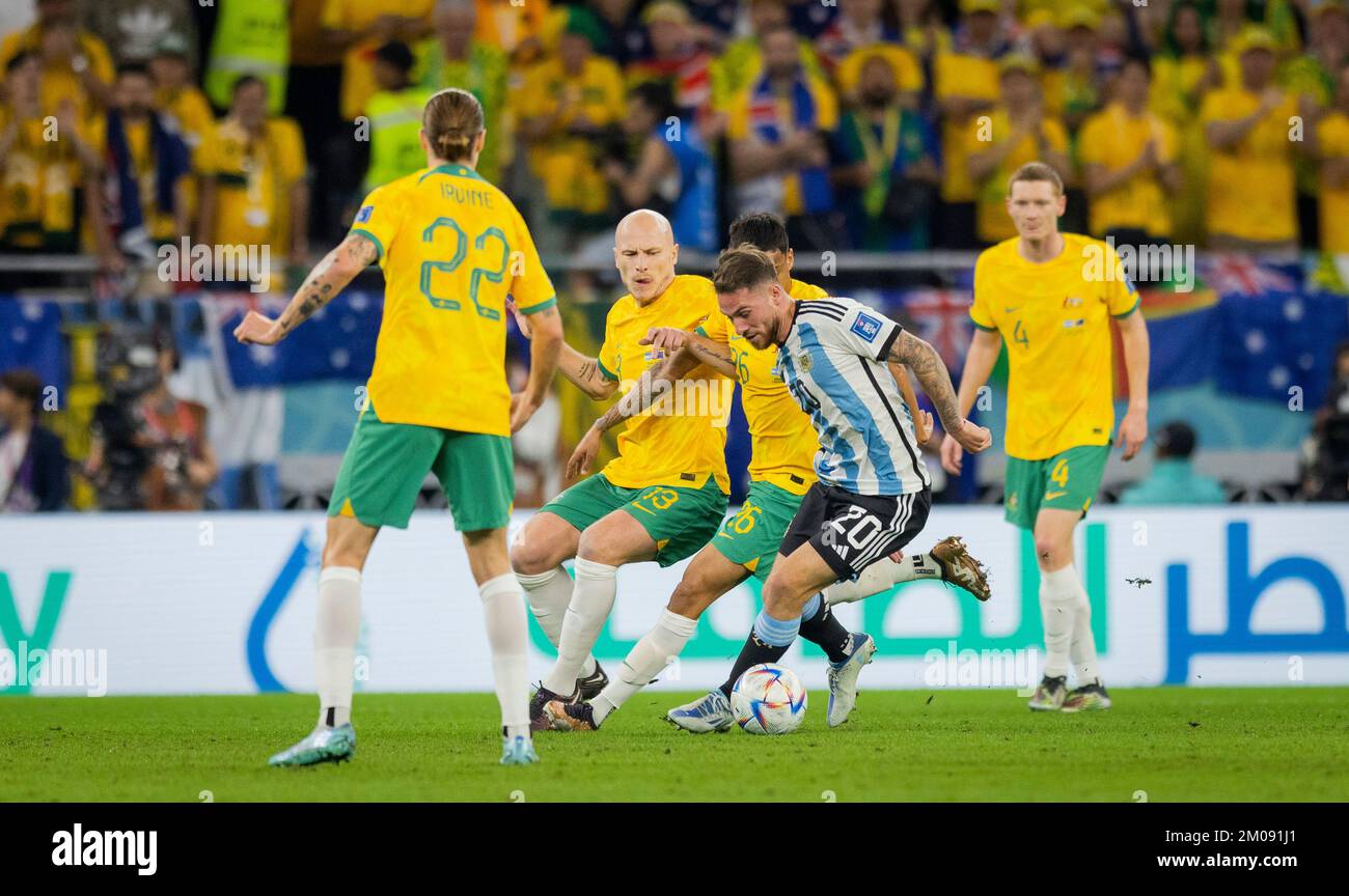 Doha, Qatar. 3rd Dec, 2022. Alexis Mac Allister (Arg), Keanu Baccus ...