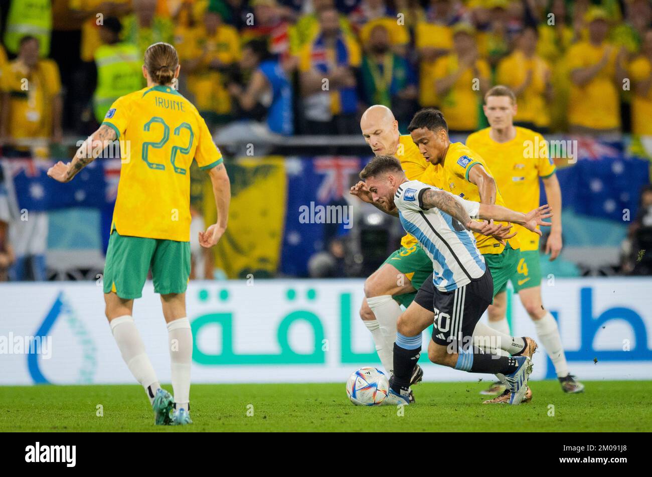 Doha, Qatar. 3rd Dec, 2022. Alexis Mac Allister (Arg), Keanu Baccus ...