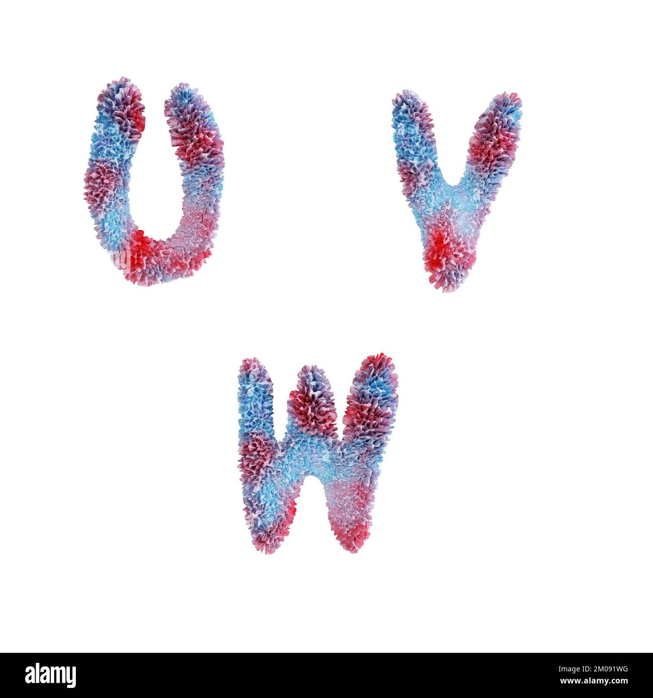 3D render of coral reef capital letter alphabet - letters U-W Stock ...