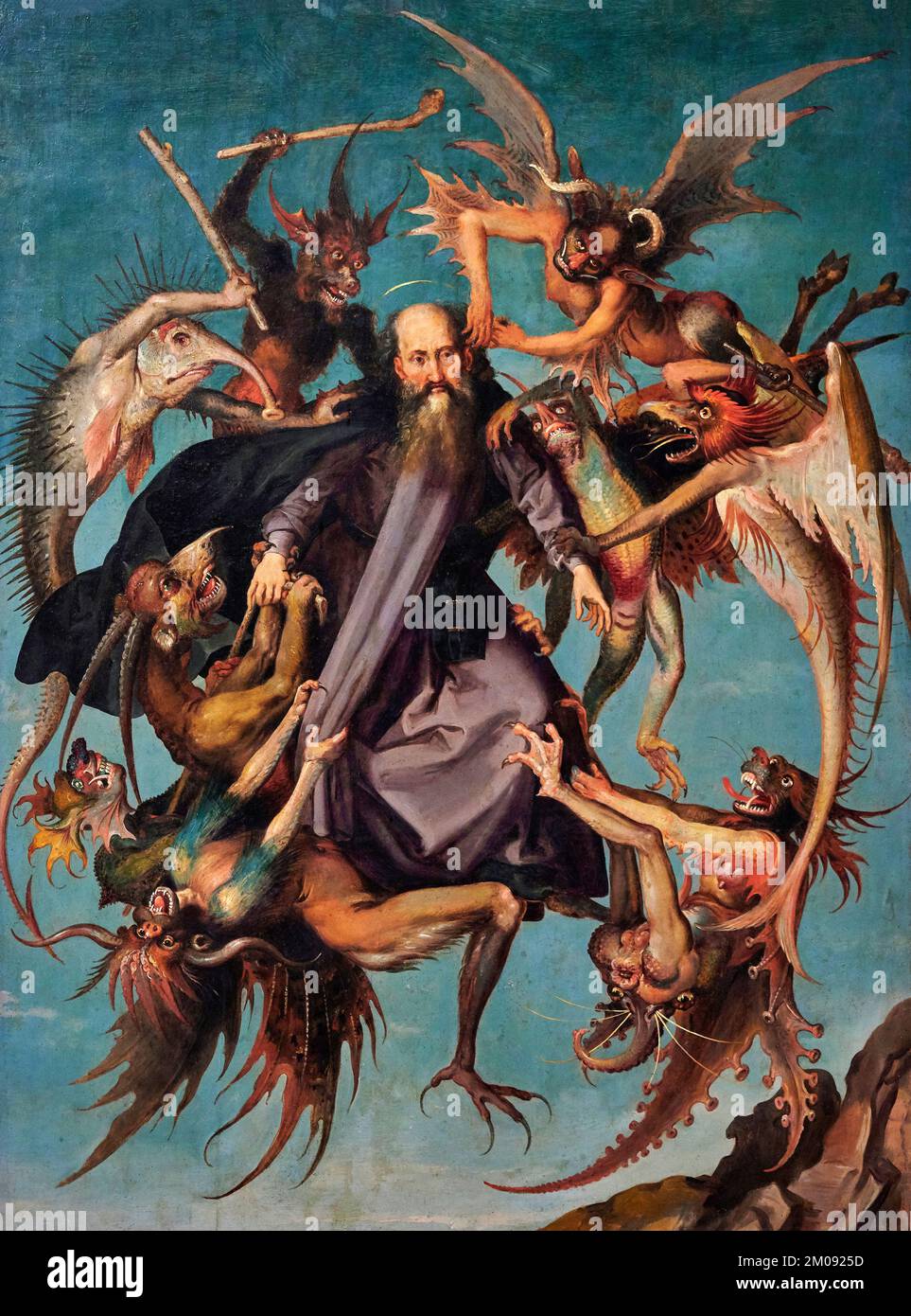 Le tentazioni di Sant’ Antonio - olio su tavola - da Martin Schongauer - XVI/XVII secolo ...