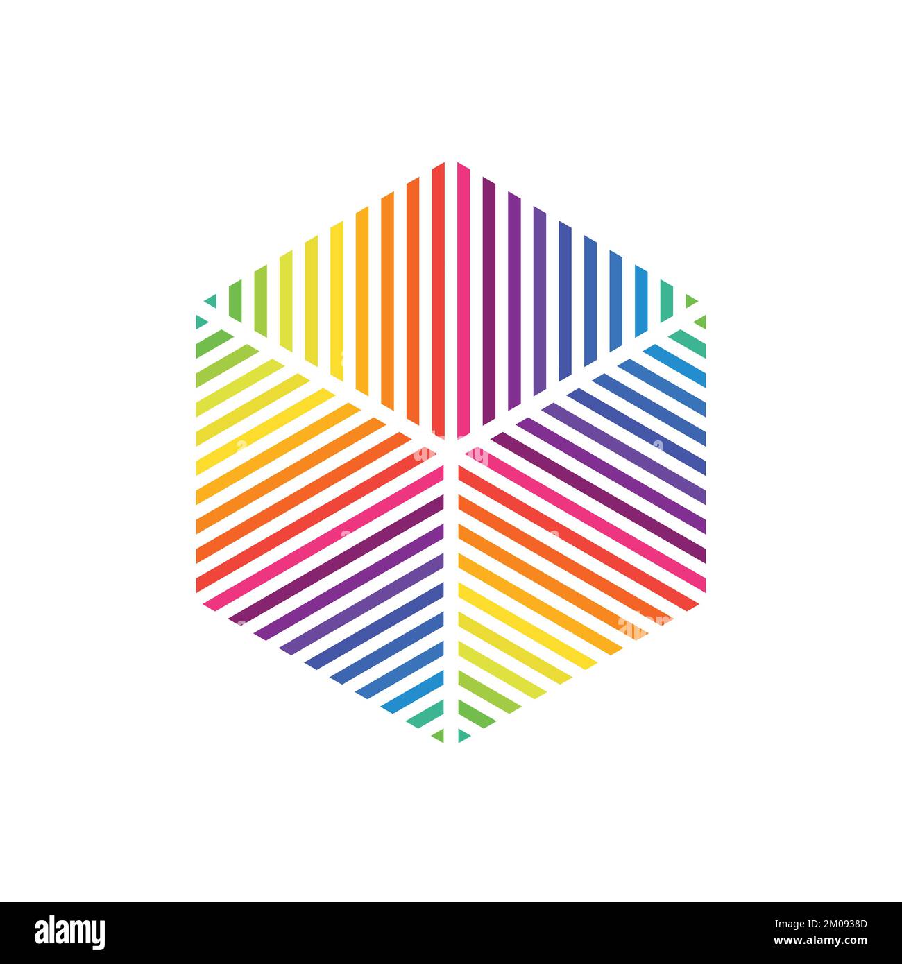abstract isometric full spectrum rainbow colors striped cube. vector ...