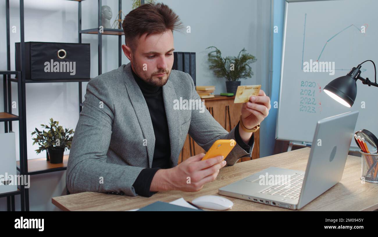Businessman programmer software developer in suit working, making ...