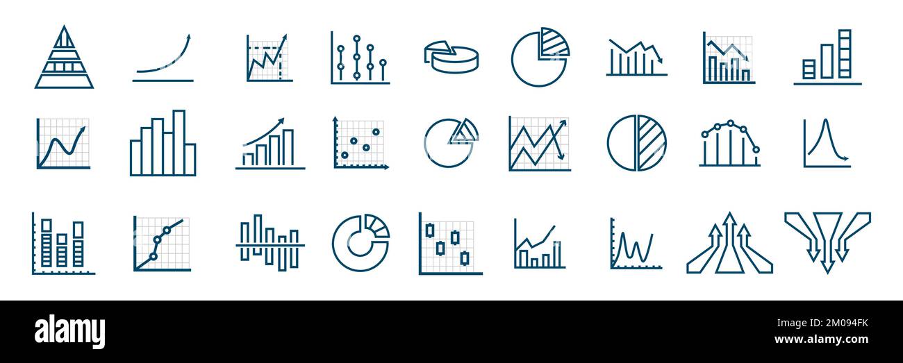 Statistics and diagram line icons set. Business infographics icons ...