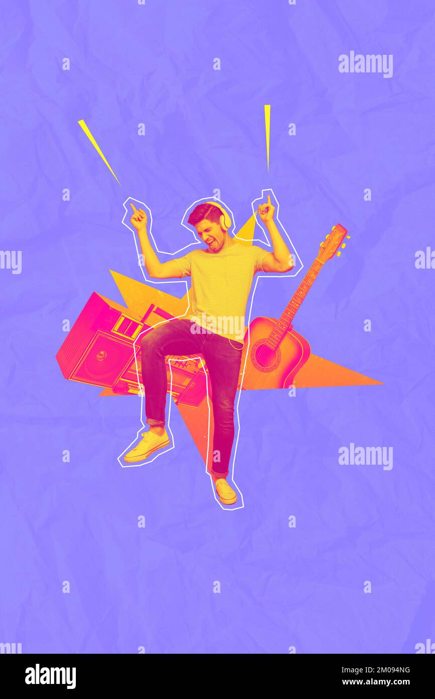 Creative photo 3d collage artwork postcard poster of funky crazy man ...