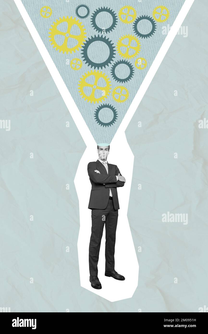 Creative photo 3d collage artwork postcard poster of clever man ...