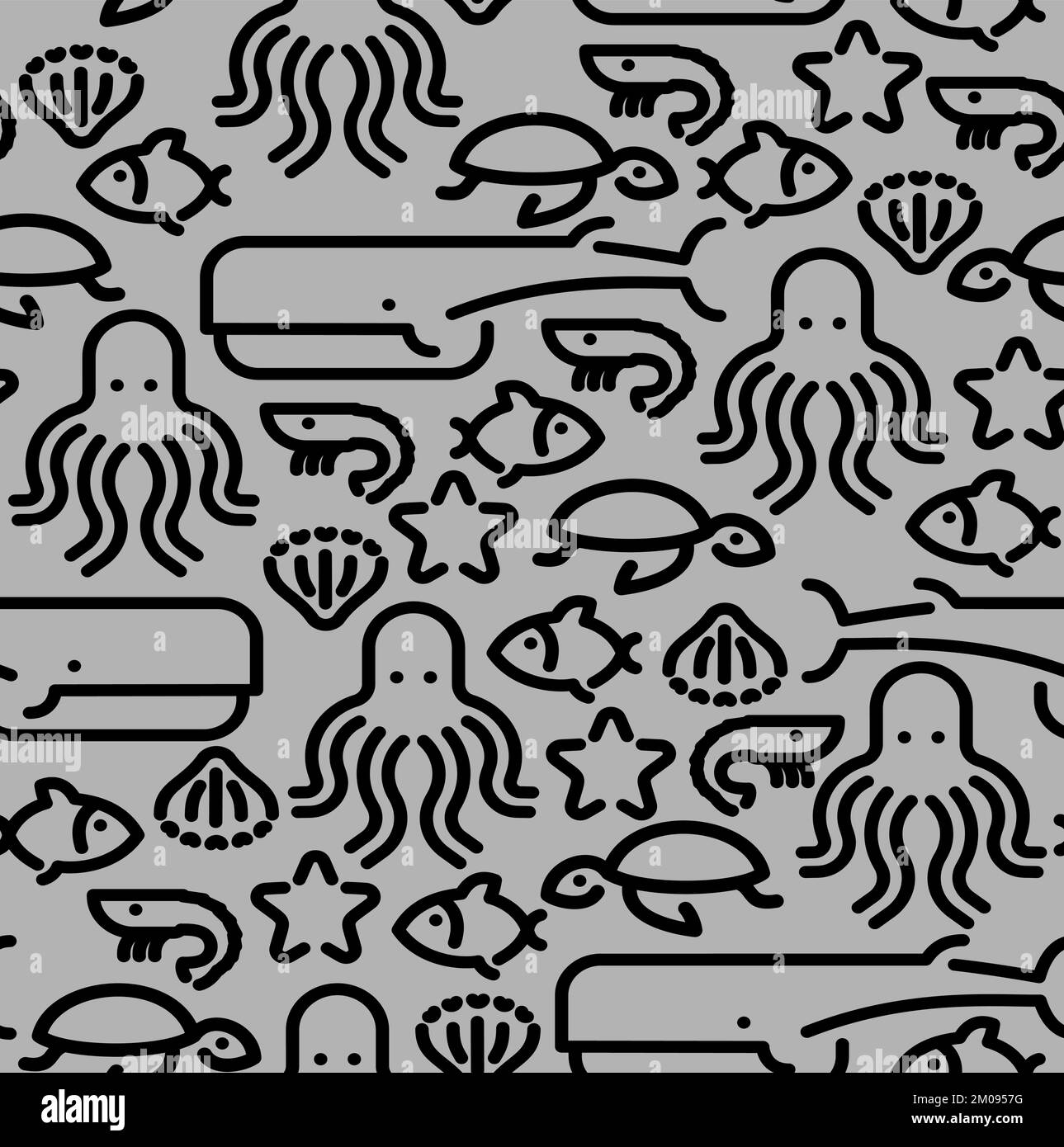Set black outline octopus Black and White Stock Photos & Images - Alamy