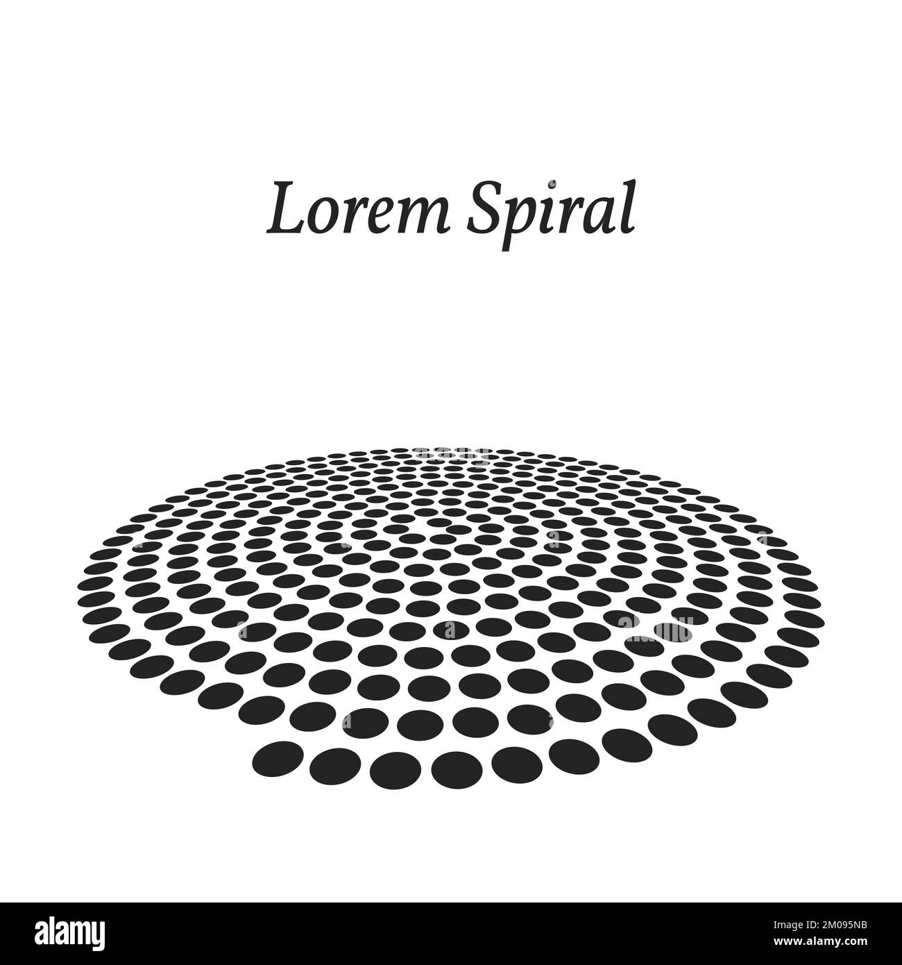 dots placed on the spiral path in perspective view. horizontal spotted ...