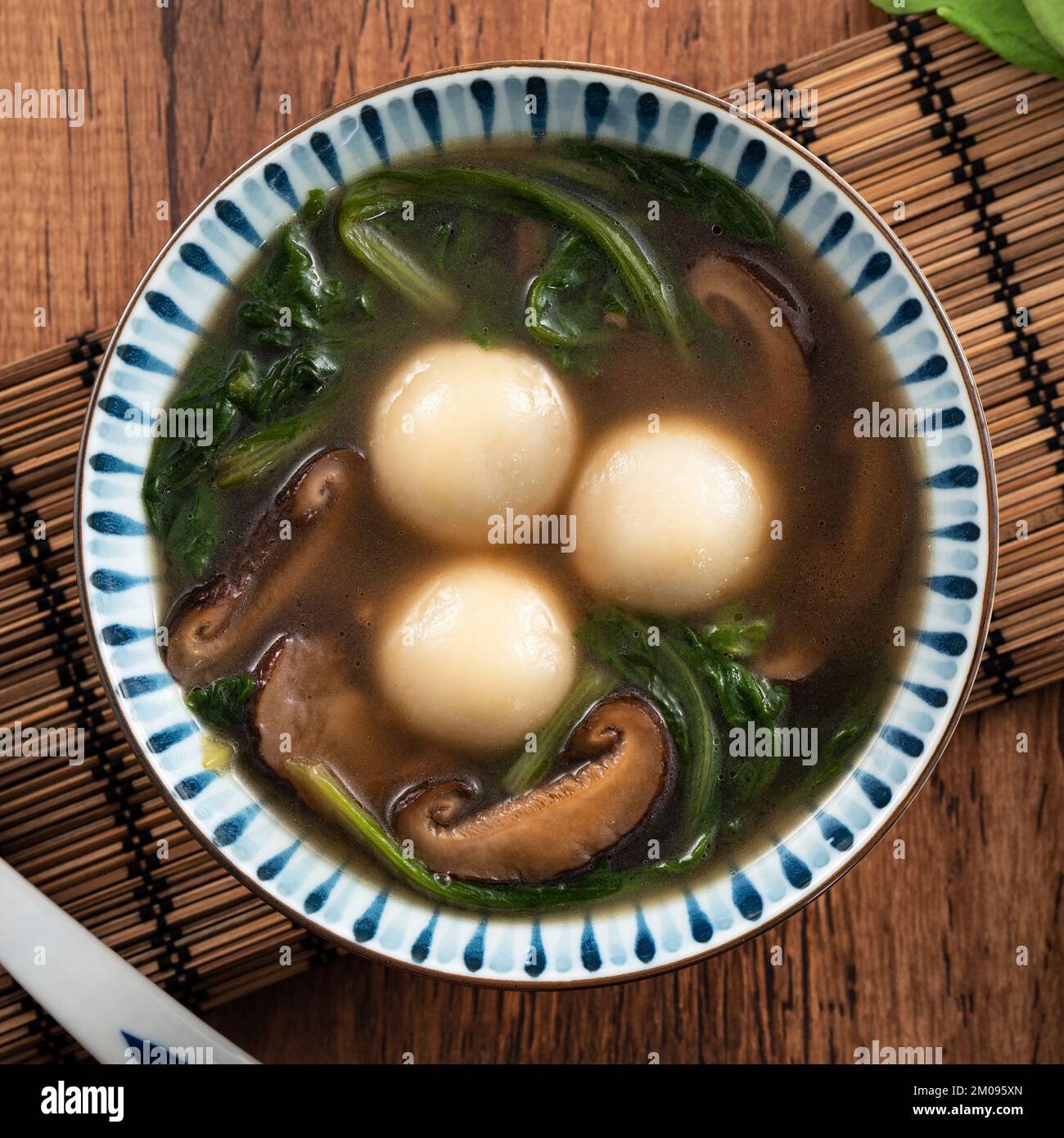 Eating big tangyuan yuanxiao (tang yuan, glutinous rice dumpling balls ...
