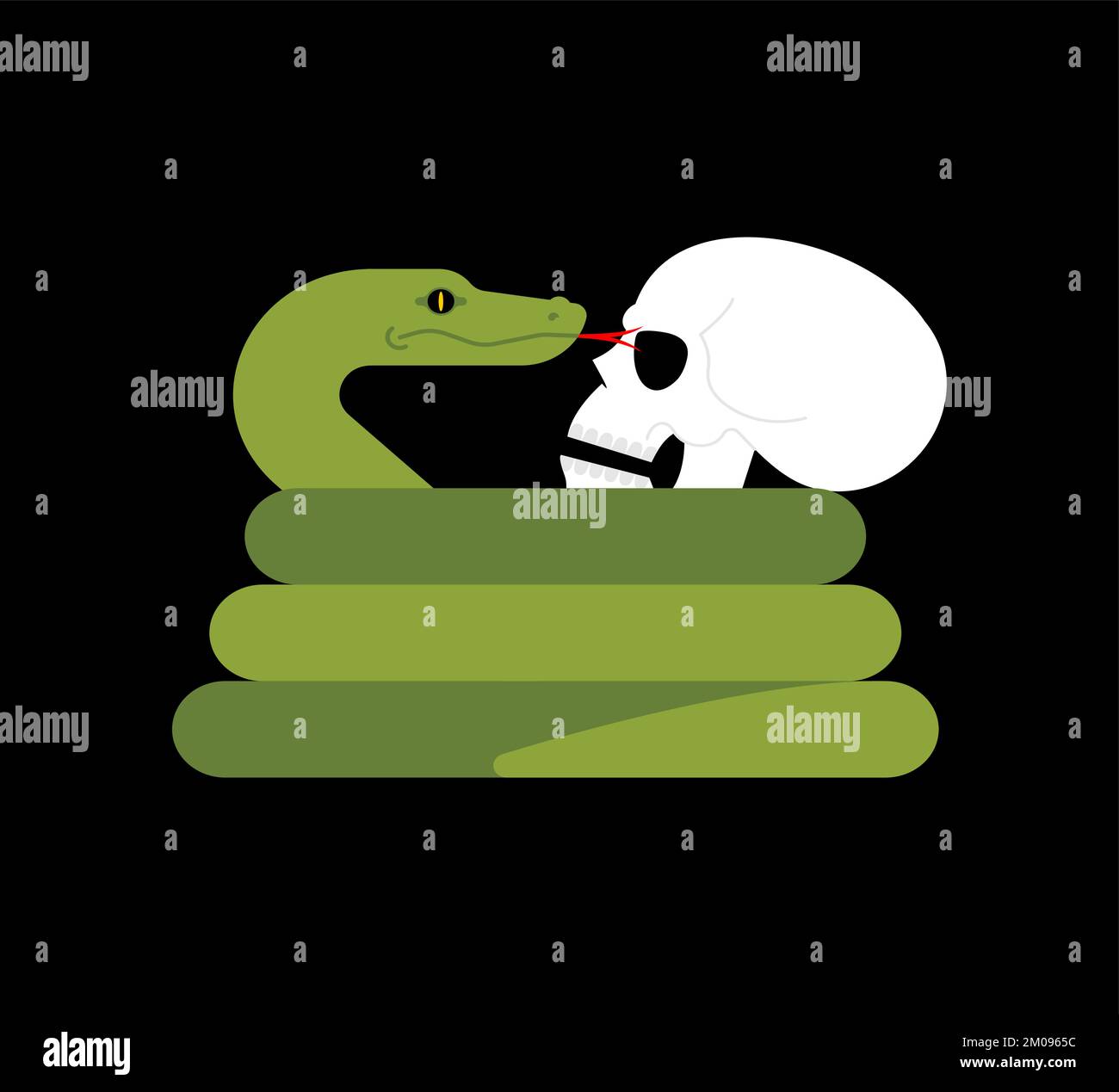 Snake wrapped around skull. Snake and skeleton. Vector illustration ...
