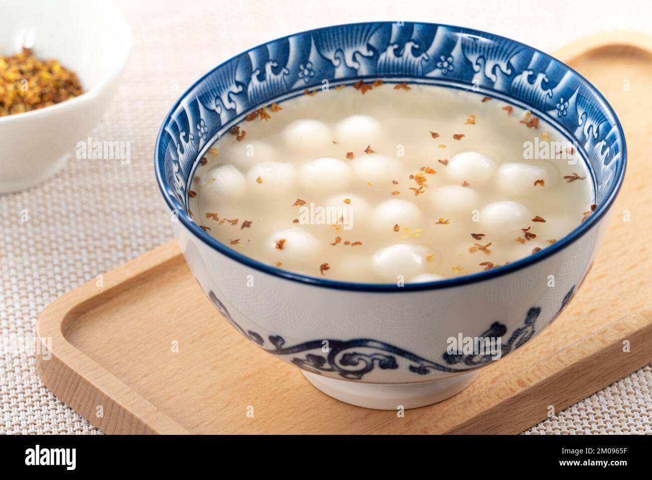 Little white tangyuan (tang yuan, glutinous rice dumpling balls) with ...