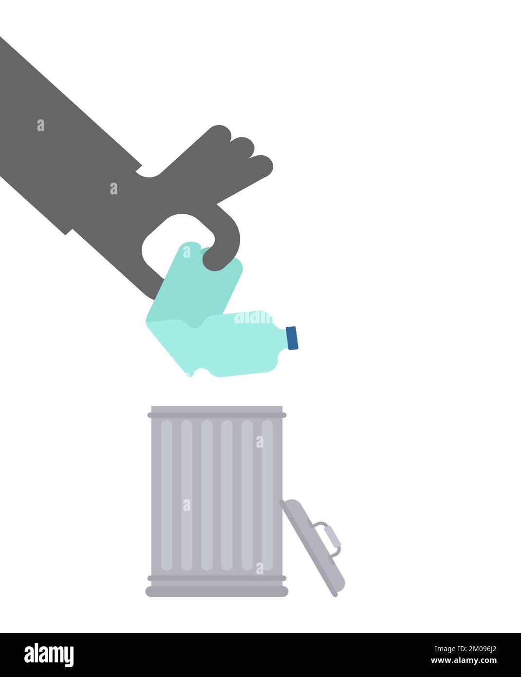 Throw plastic bottle in trash. Hand throws Plastic into trash can Stock ...