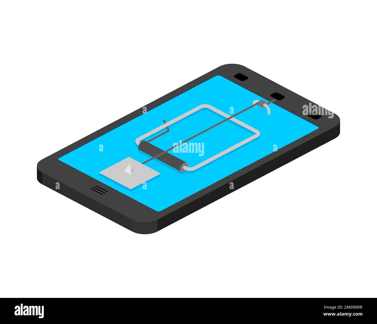 Smartphone trap. Phone mousetrap. Concept modern gadget is a trap Stock ...
