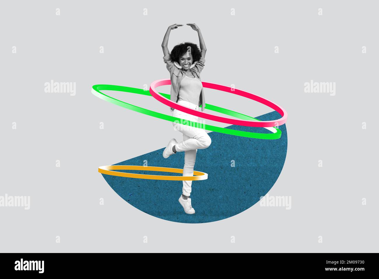 Composite collage picture of black white colors cheerful person ...